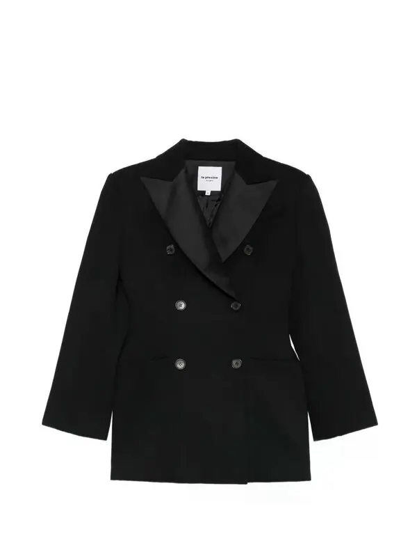 LA PISCINE Double-breasted Sculpted Blazer - Black