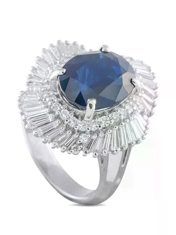 LB EXCLUSIVE Platinum Diamond And Sapphire Ring - Silver