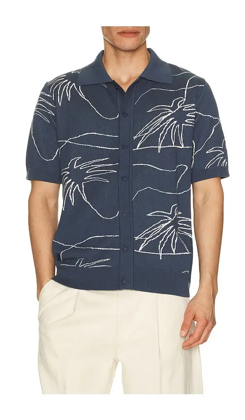 FAR AFIELD Palms Knitted Shirt In . Also - Blue