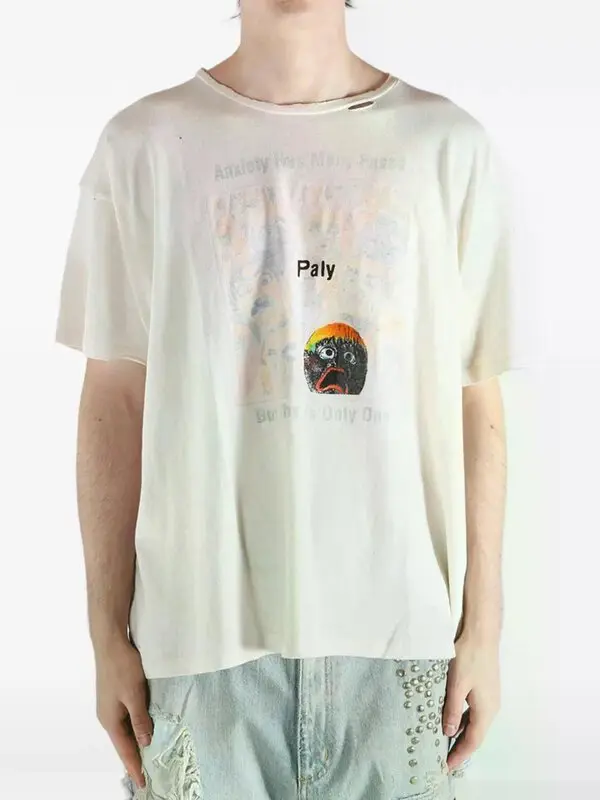 PALY Graphic Print Distressed Cotton T-shirt