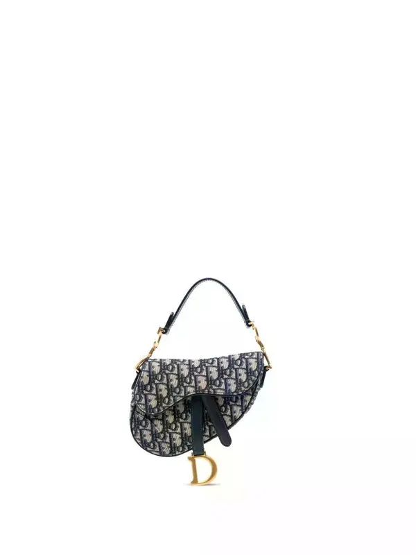 Dior 2021 Mini Oblique Canvas Saddle Bag Satchel - Blue