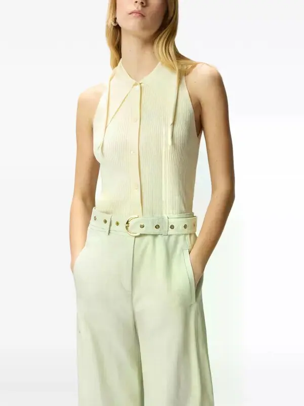 Pinko Ribbed Knit Button-up Top