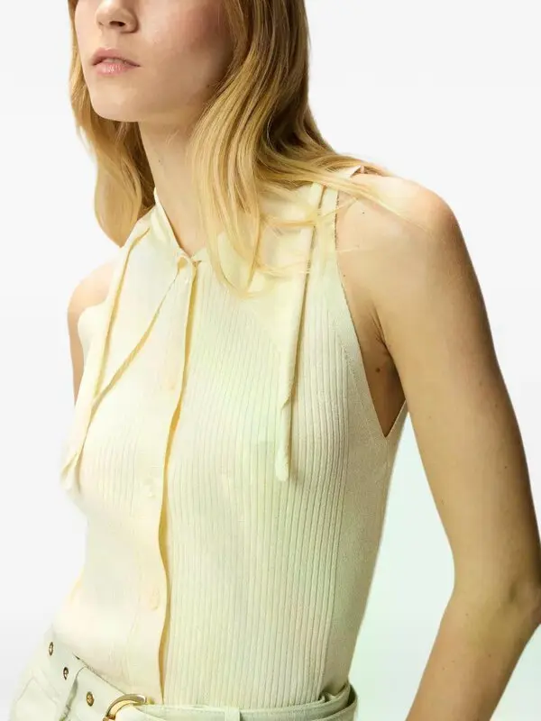 Pinko Ribbed Knit Button-up Top