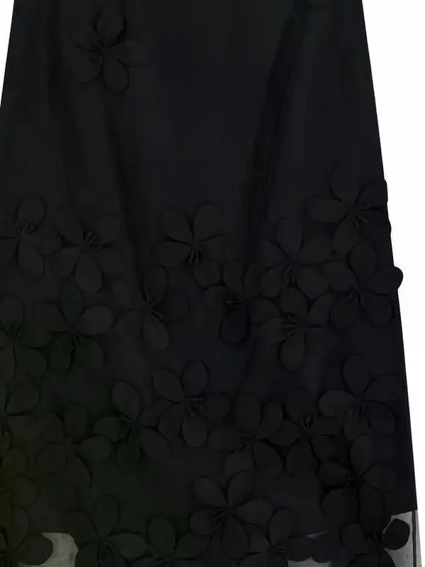 Liviana Conti Floral Appliqué Pencil Skirt - Black