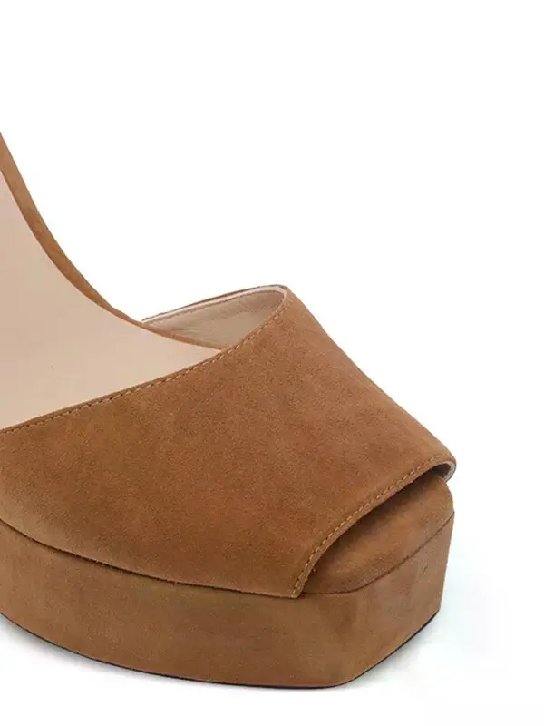 STUART WEITZMAN Platform Ankle Strap Pumps - Brown
