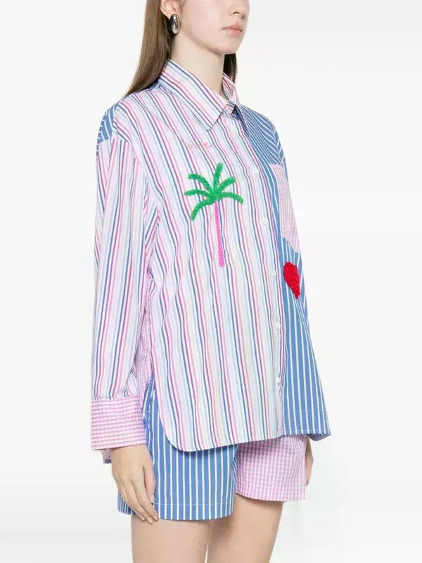 SUSANNA BLU Striped Embroidered Shirt