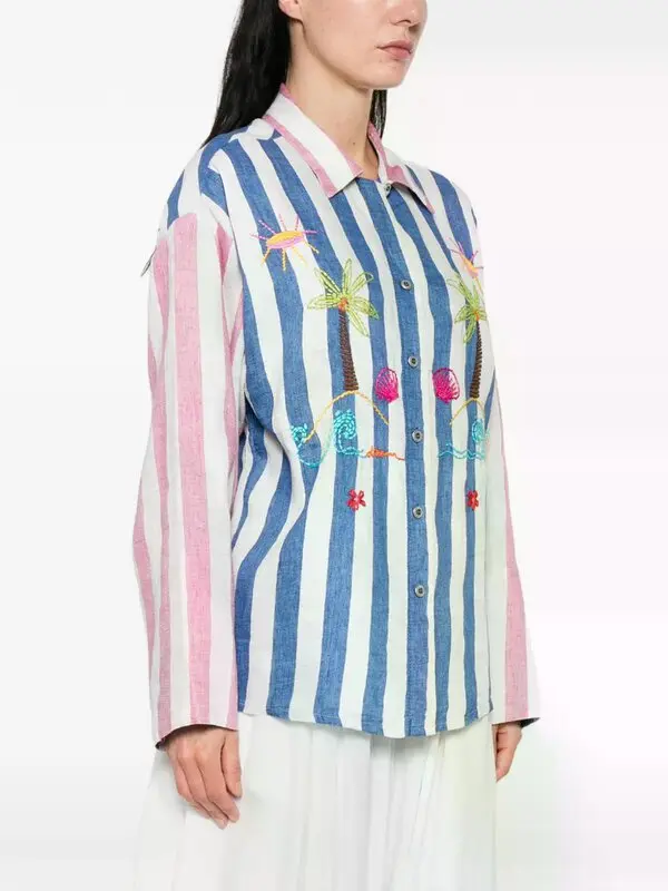 SUSANNA BLU Striped Embroidered Shirt