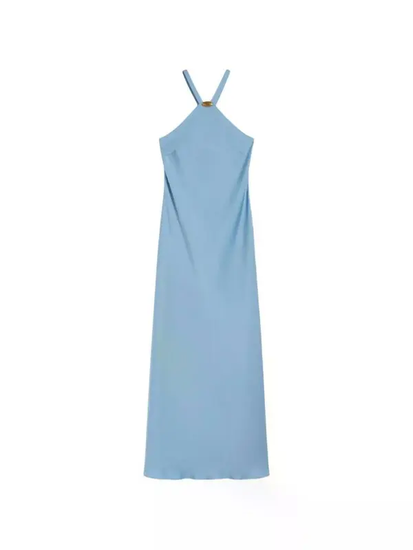 Max Mara Halterneck Satin Dress - Blue