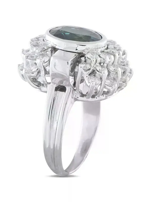 LB EXCLUSIVE 18k White Gold Diamond And Sapphire Ring - Silver