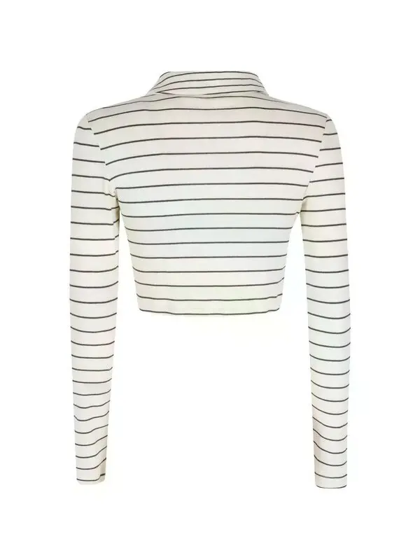 ALYSI Striped Cropped Polo Shirt