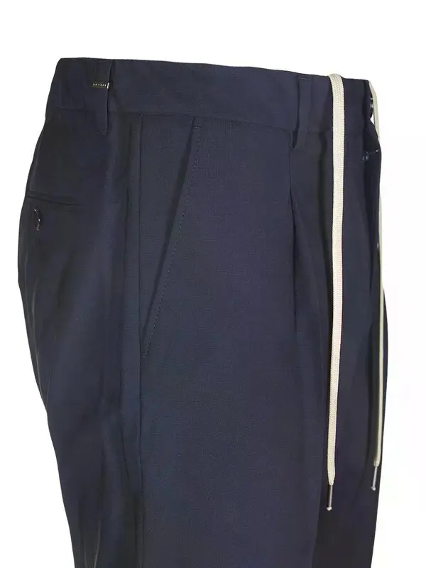 BE ABLE Drawstring Pleated Trousers - Blue