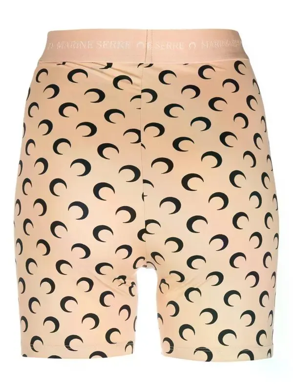 MARINE SERRE Moon-print Cycling Shorts - Neutrals