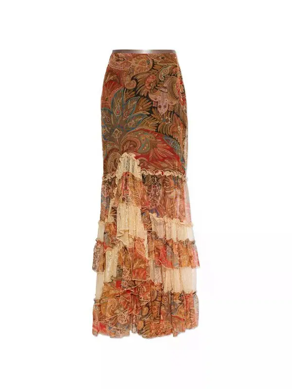 Etro Ruffled Paisley-print Maxi Skirt
