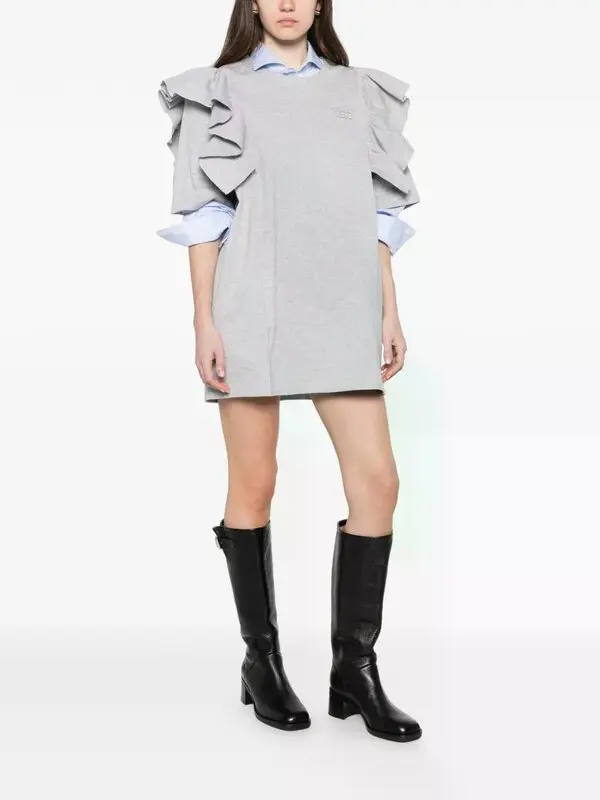 Miu Miu Ruffled Dress With Logo Detail