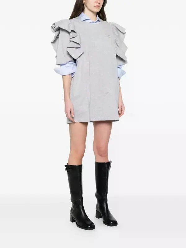 Miu Miu Ruffled Dress With Logo Detail