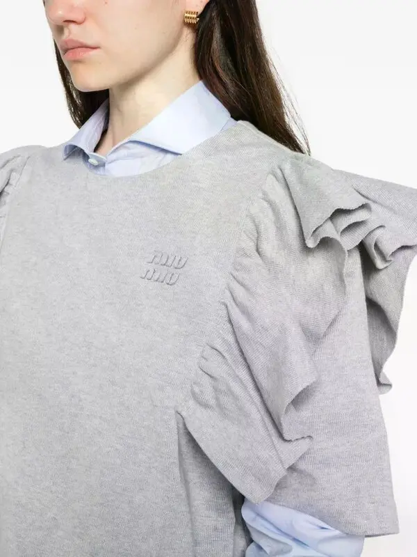 Miu Miu Ruffled Dress With Logo Detail