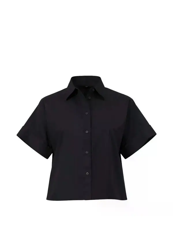 Closed Short-sleeve Cropped Shirt - Black