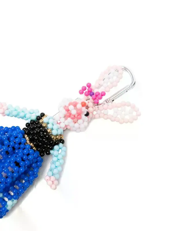 CHOPOVA LOWENA Warrior Rabbit Beaded Keyring - Blue