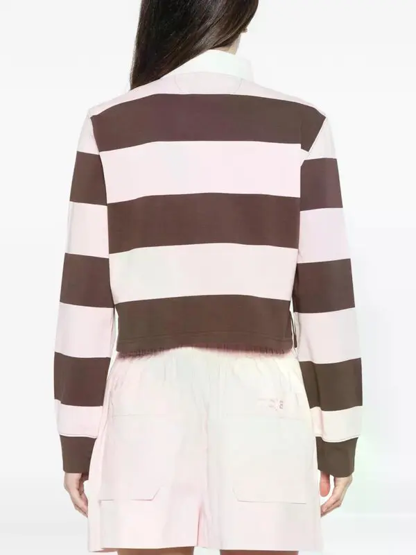 Maje Striped Cropped Polo Top - Brown