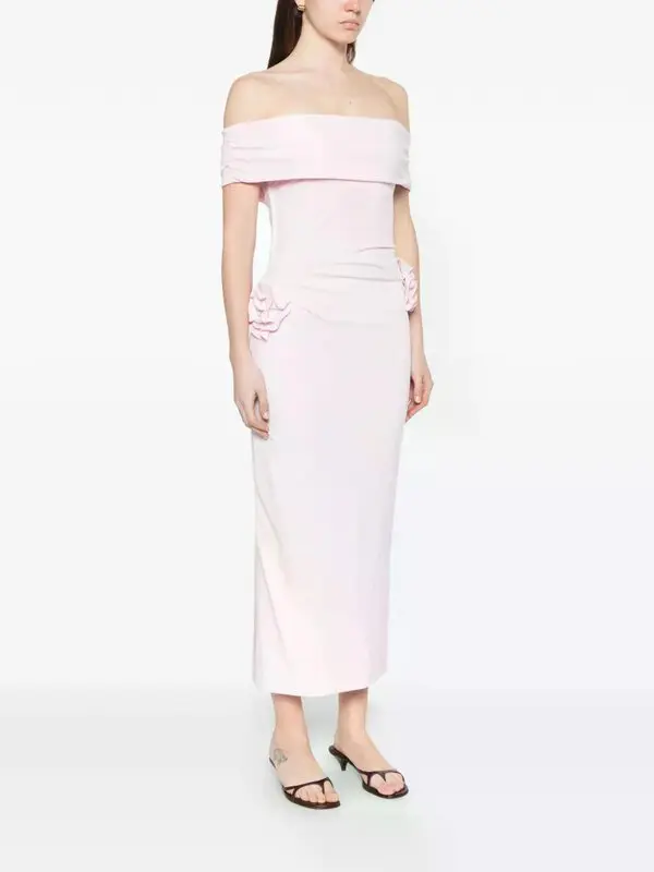 Roland Mouret Floral-appliqué Ruched Midi Dress - Pink