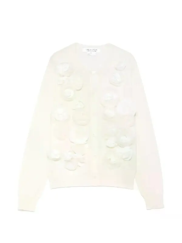 Comme Des Garçons Floral Appliqué Cardigan - Neutrals