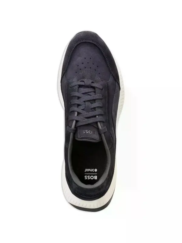 BOSS Lace-up Leather Sneakers With Suede Panels - Blue