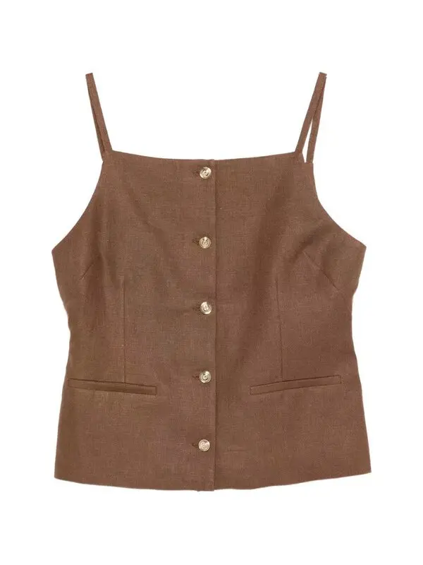 Maje Buttoned Linen Top