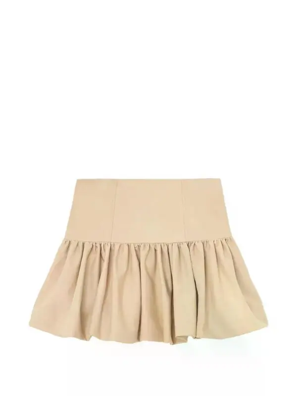 GANNI Cotton Skirt With Ruffled Detailing - Neutrals