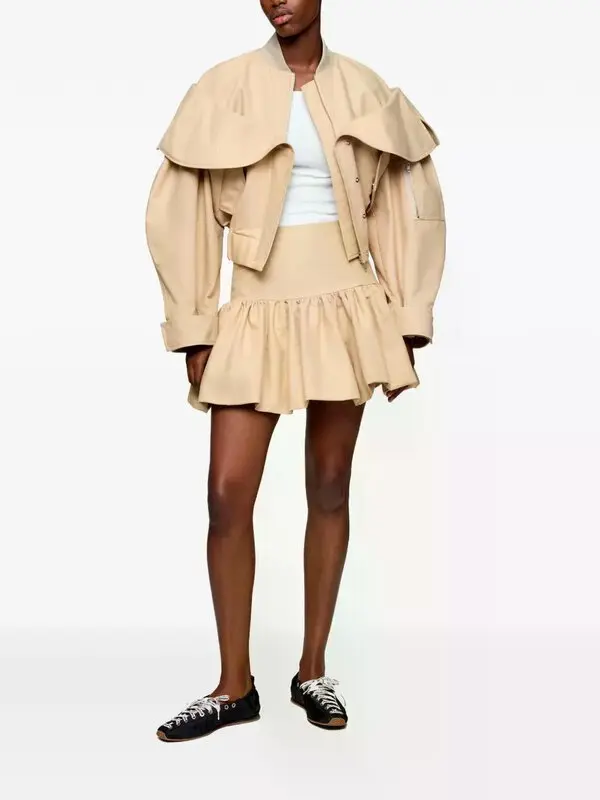 GANNI Gathered Bubble-hem Mini Skirt - Neutrals
