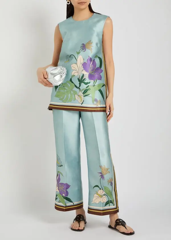 ALEMAIS Alémais Printed Satin-twill Trousers