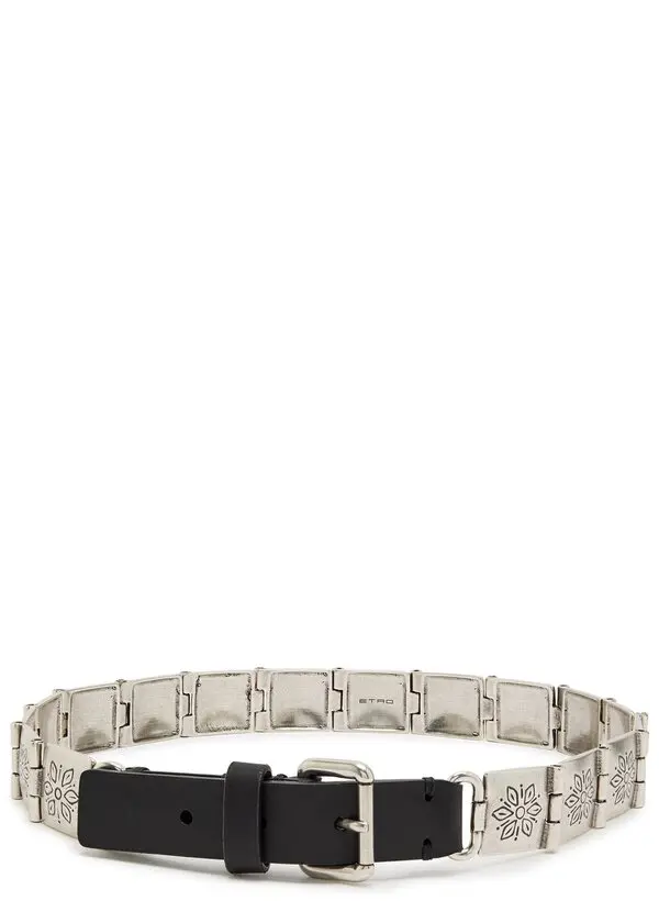 Etro Engraved-link Leather Belt