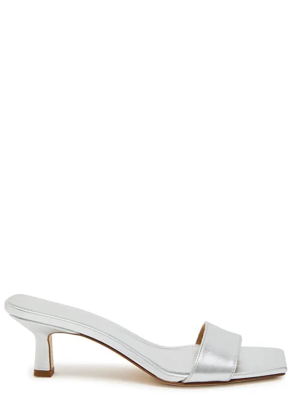 AeydĒ Gilly 55 Metallic Nappa Sandals - Silver
