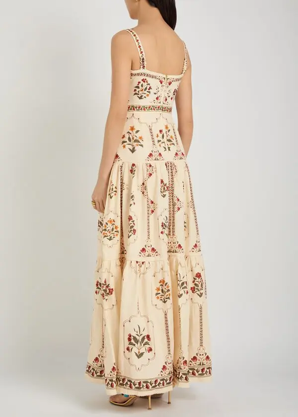 Agua Bendita Lina Printed Linen Maxi Dress