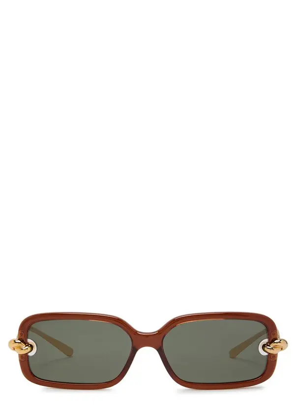 Bottega Veneta Knot Rectangle-frame Sunglasses - Brown