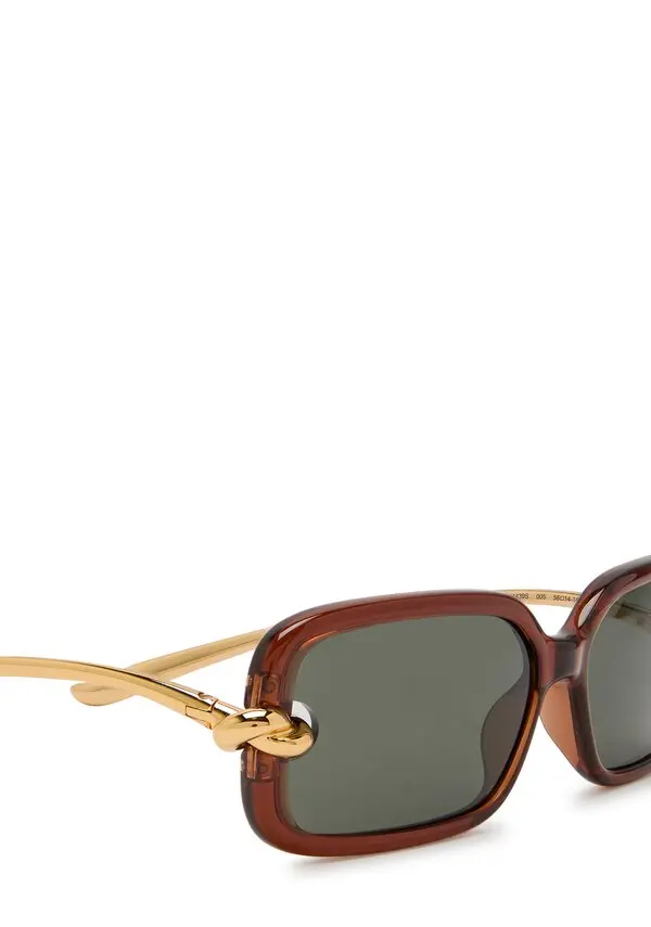 Bottega Veneta Knot Rectangle-frame Sunglasses - Brown