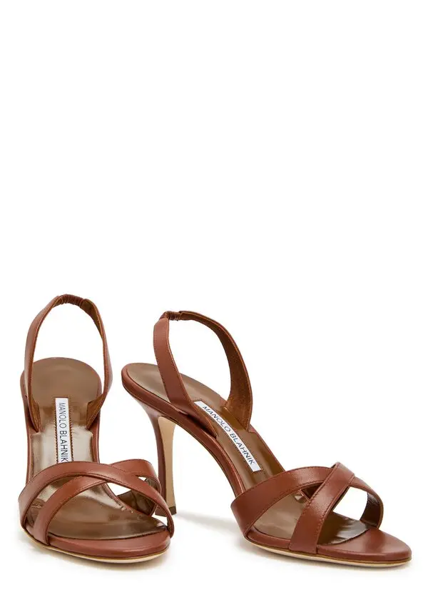 Manolo Blahnik Callasli 90 Leather Slingback Sandals