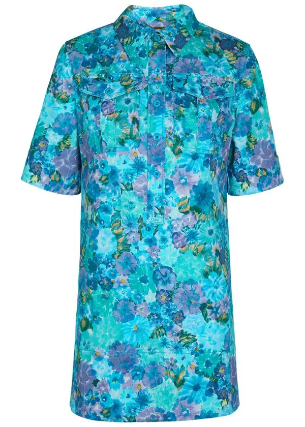 Chloé Floral Print Stretch-cotton Shirt Dress