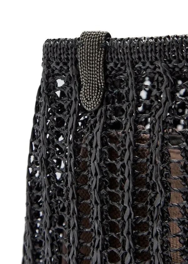 Brunello Cucinelli Raffia Tote Bag With Embellished Tabs