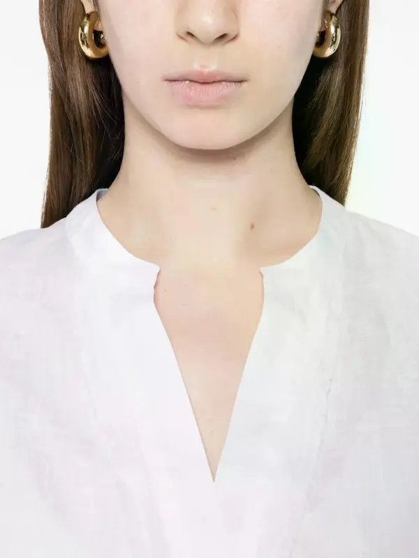 TRAME AUREE Sleeveless V-neck Linen Shirt