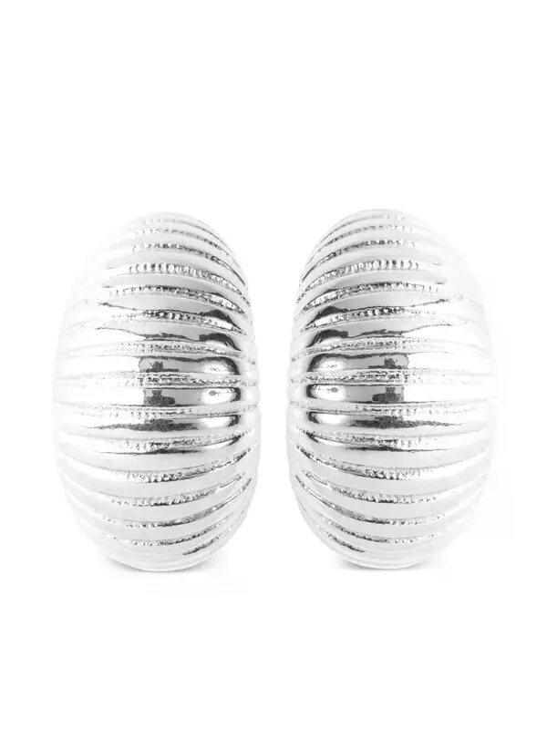 SUSAN CAPLAN 1980s Plated Hoop Earrings - Silver