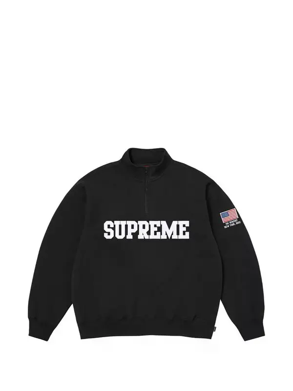 Supreme Flag-detail Half-zip Sweatshirt - Black