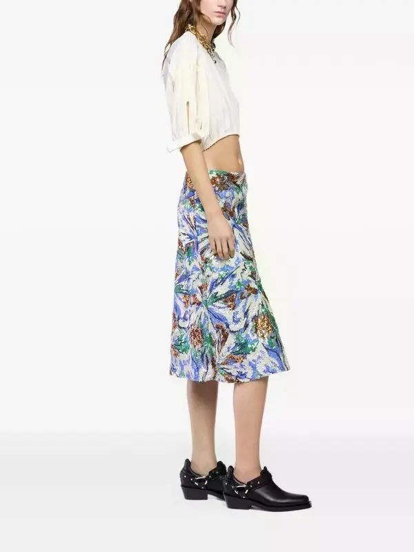 Rabanne Puff-sleeve Cropped Top With Lace Trim - Neutrals