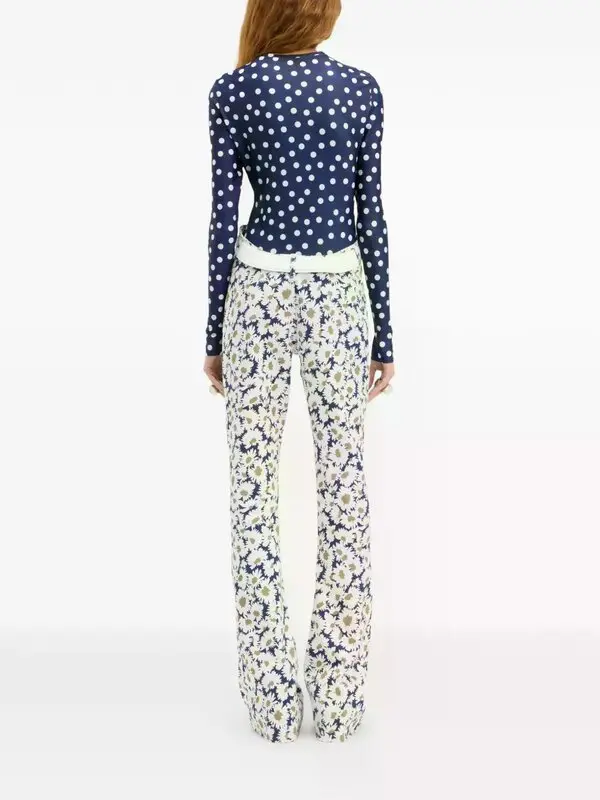 JEAN PAUL GAULTIER Navy Polka Dot Long Sleeve Top - Blue