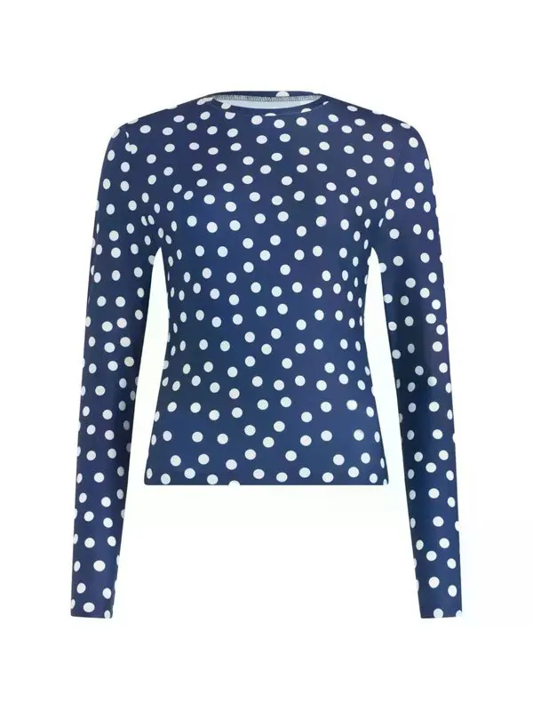 JEAN PAUL GAULTIER Navy Polka Dot Long Sleeve Top - Blue