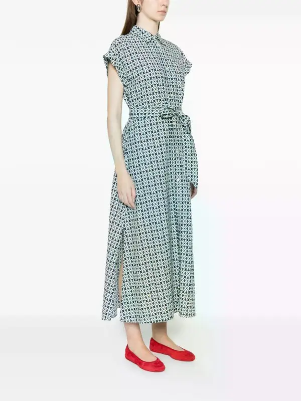 Woolrich Belted Midi Dress With Abstract Print