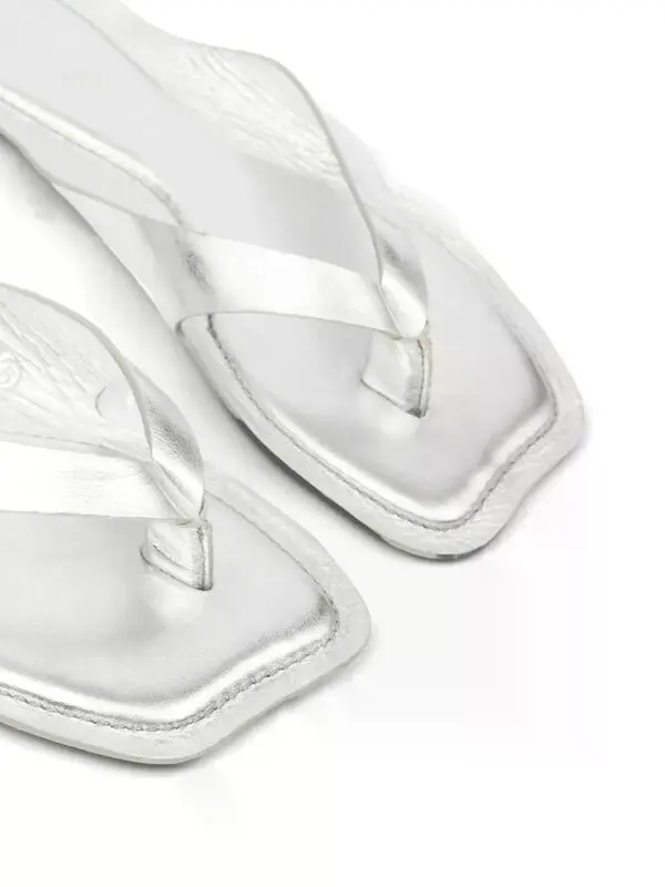 MAISON MARGIELA Laminated Leather Flat Sandals - Silver