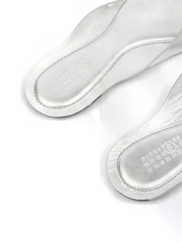 MAISON MARGIELA Laminated Leather Flat Sandals - Silver
