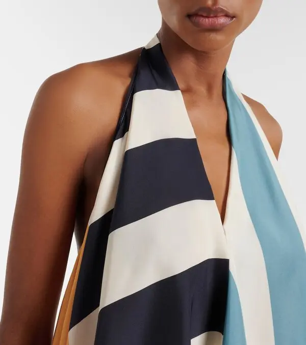 Loewe Asymmetric Halterneck Silk Top - Multicoloured