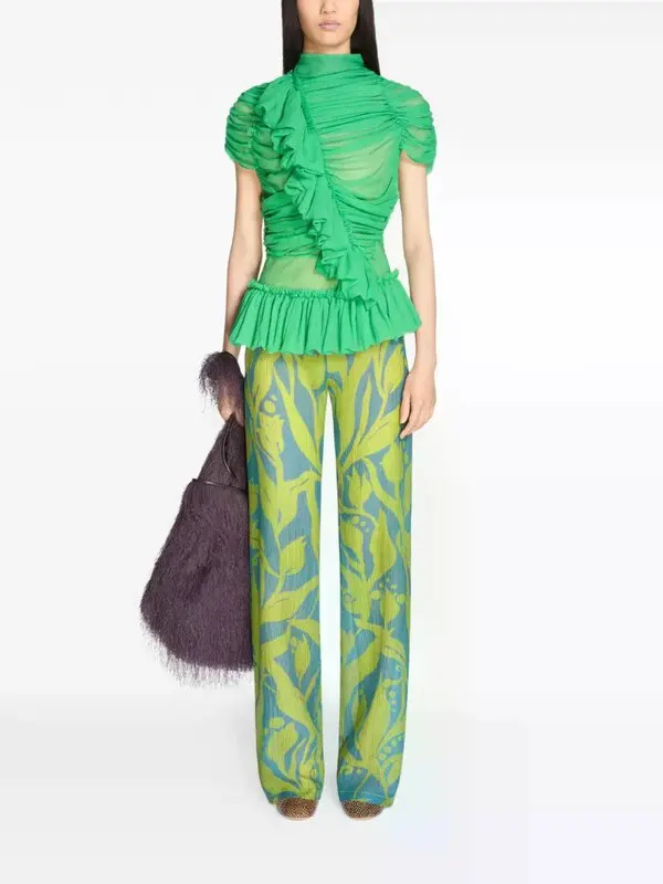 Dries Van Noten Floral-print Trousers - Green