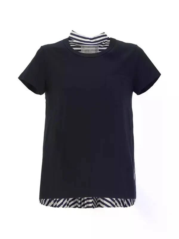 Sacai Striped Pleated T-shirt - Blue